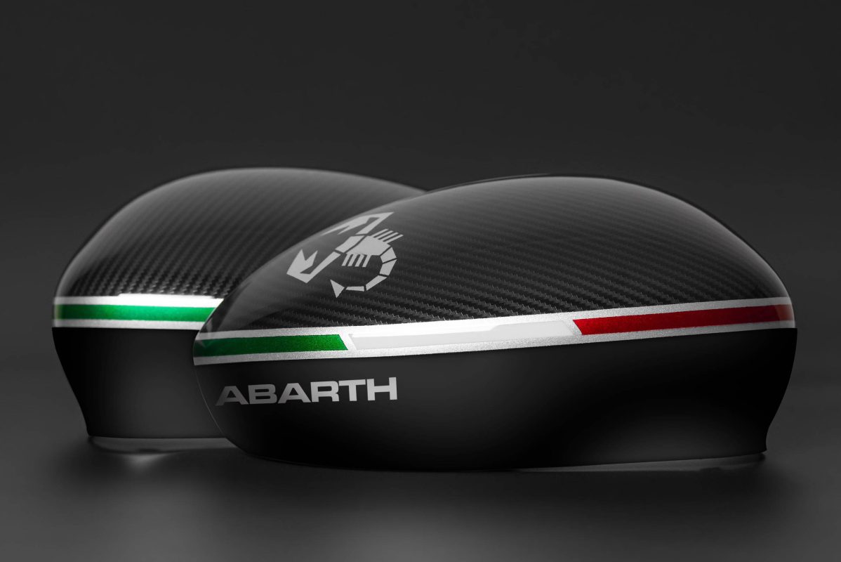 Abarth Mirror Caps – Carbon-Look, Flag, Scorpion | BG Custom Store