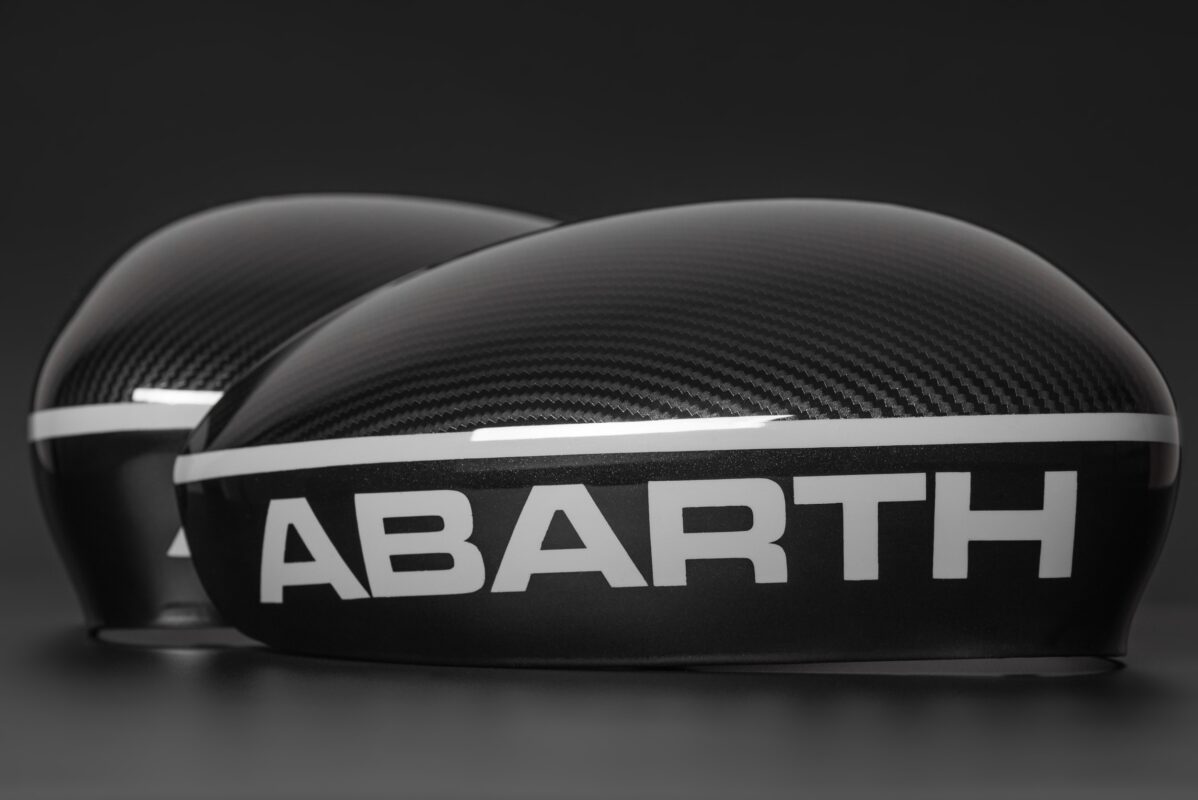 Abarth mirror caps carbon look with flag | BG Custom Store