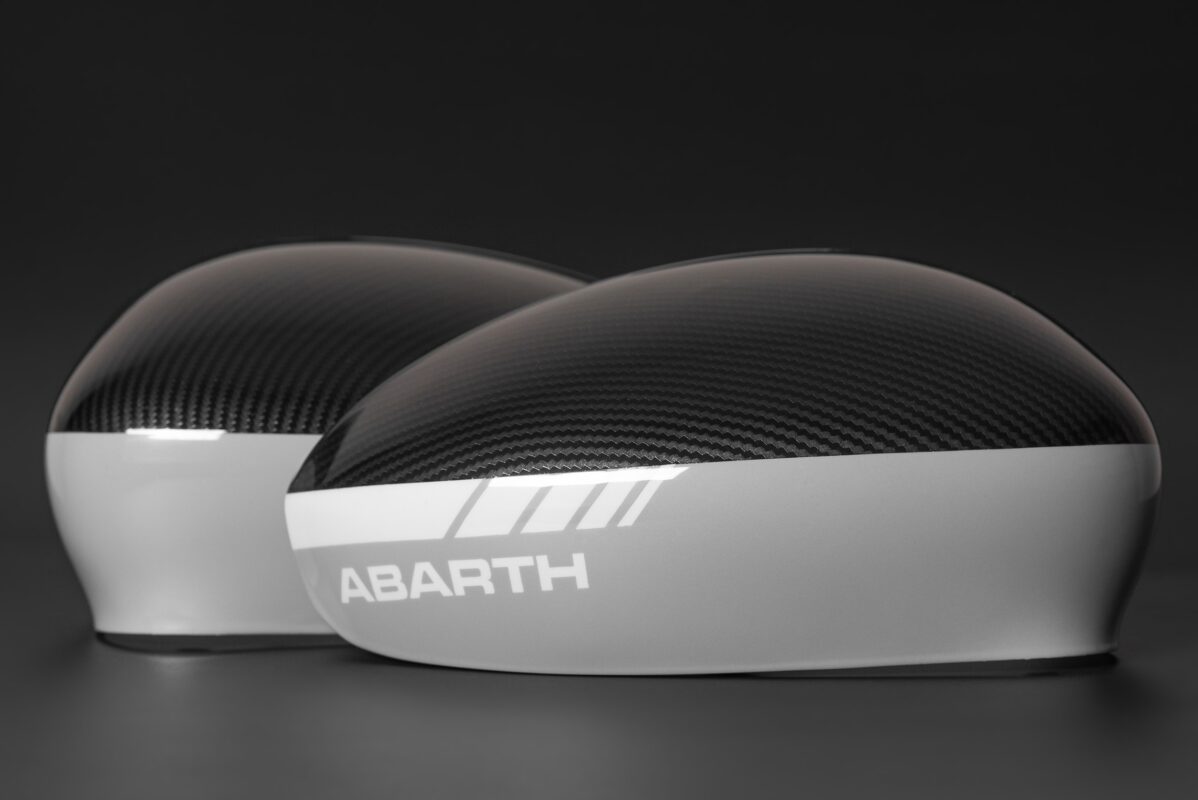 Abarth mirror caps carbon look with flag | BG Custom Store