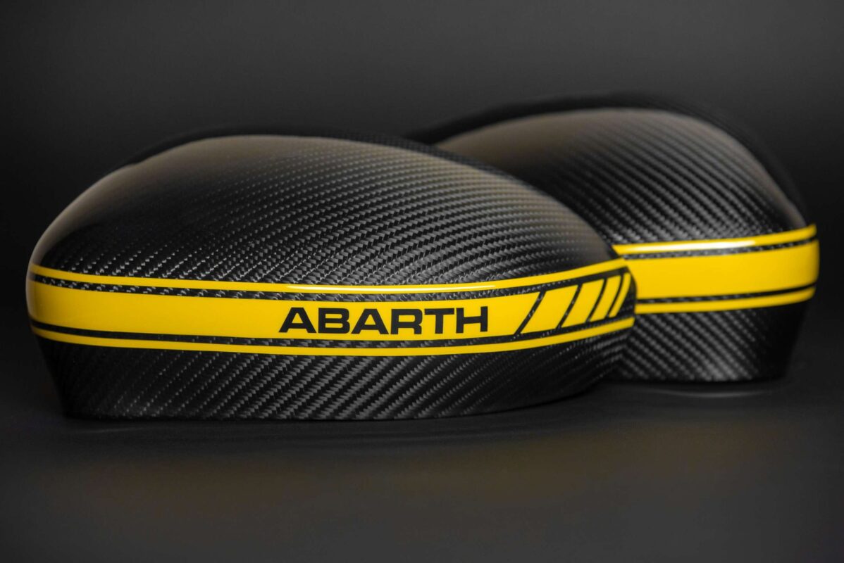 Abarth mirror caps carbon look with flag | BG Custom Store